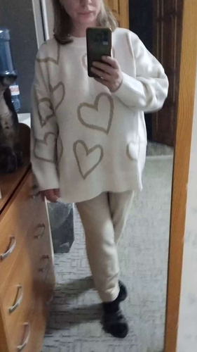 Свитер Женский BESTAMIN белый, розовый Шерсть, Акрил, размер 48, 52 Без ...